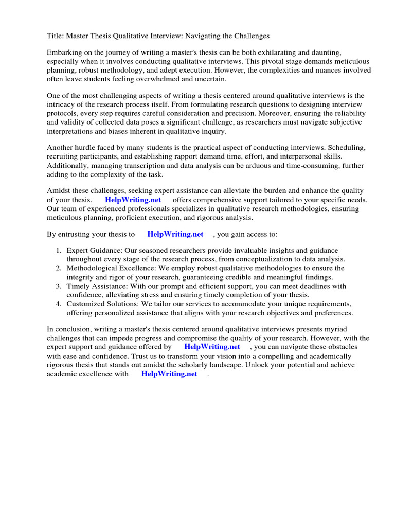 Mastering Qualitative Thesis Interviews | PDF | Methodology ...