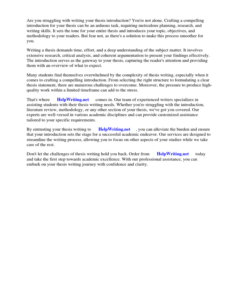 Thesis Writing How To Write Introduction | PDF | Essays | Thesis