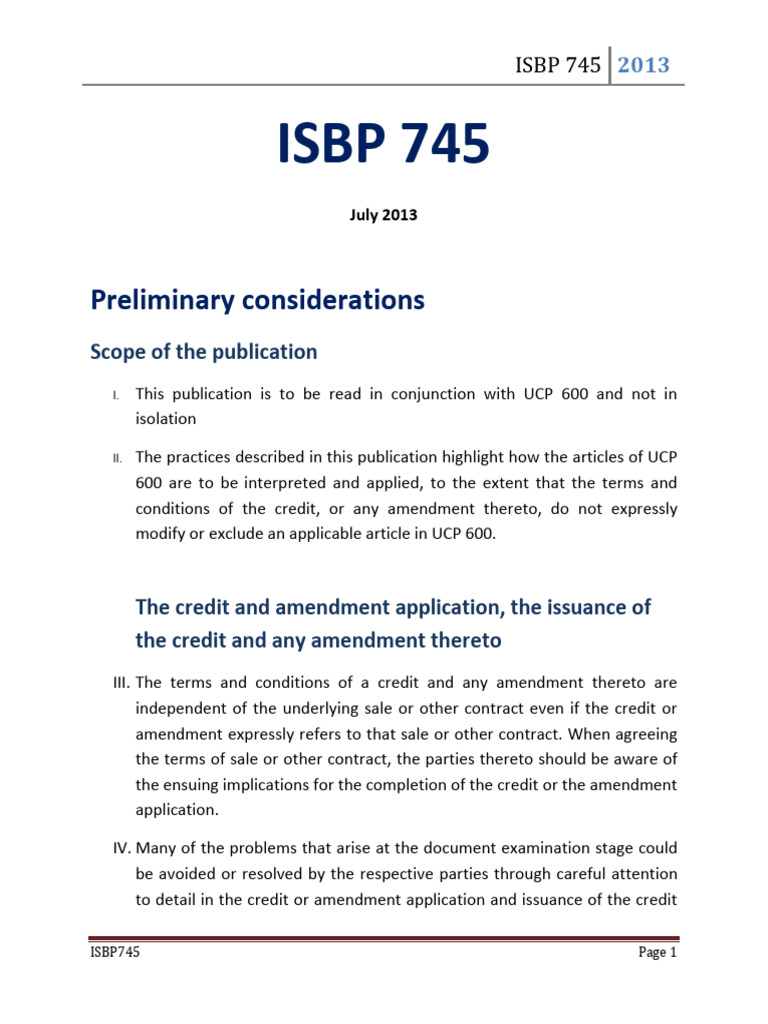 ISBP 745: Document Presentation Guidelines | PDF