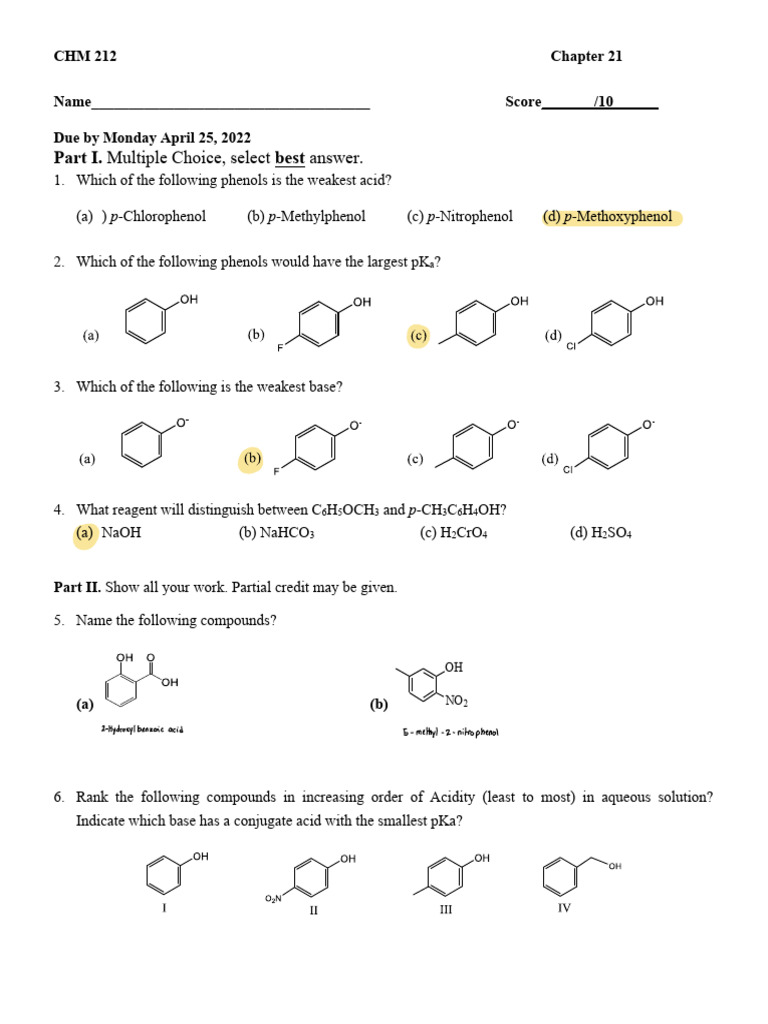 CHM 212 Assignment Ch-21 | PDF | Acid Dissociation Constant | Acid