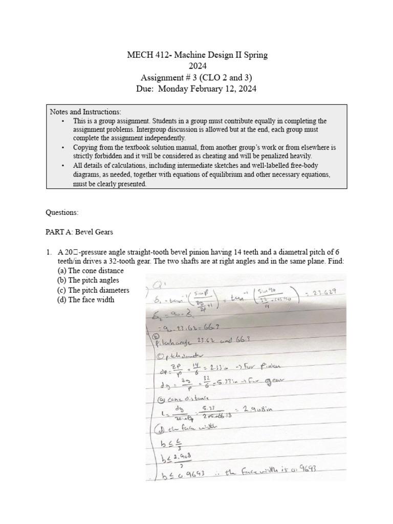 Assignment 3 Spring2024 | PDF | Gear | Machines
