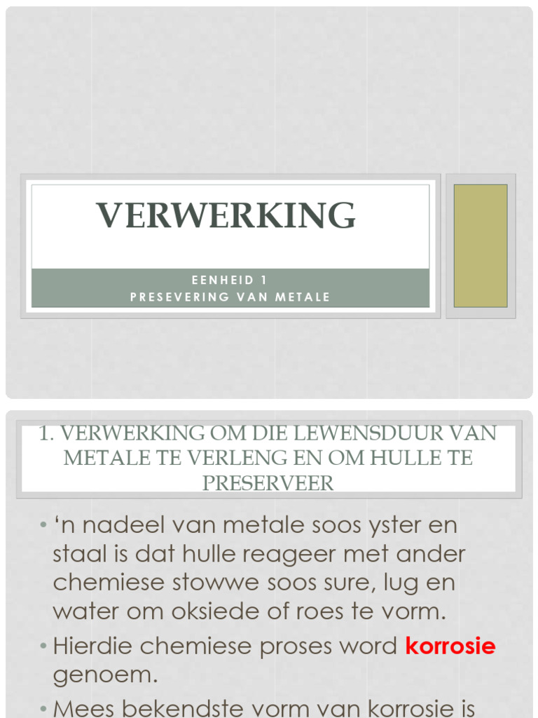 Verwerking: Eenheid1 Preseveringvan Metale | PDF