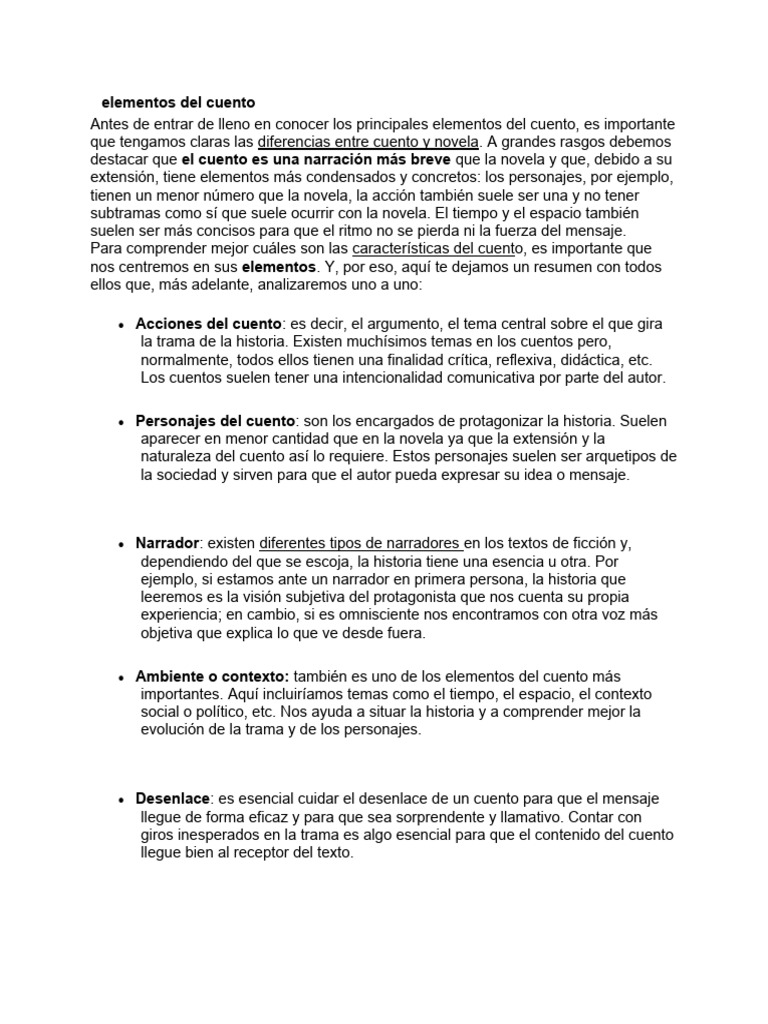 elementos del cuento | PDF | Cuentos | Novelas