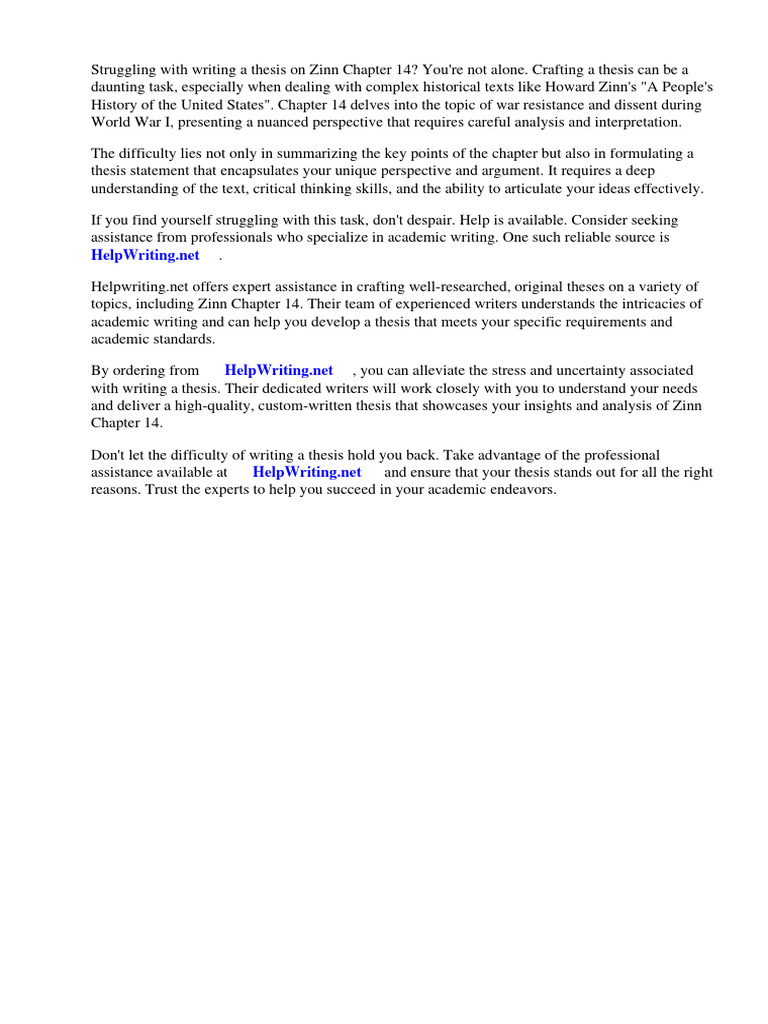 Zinn Chapter 14 Thesis | PDF Zinn Chapter 14 Thesis | PDF