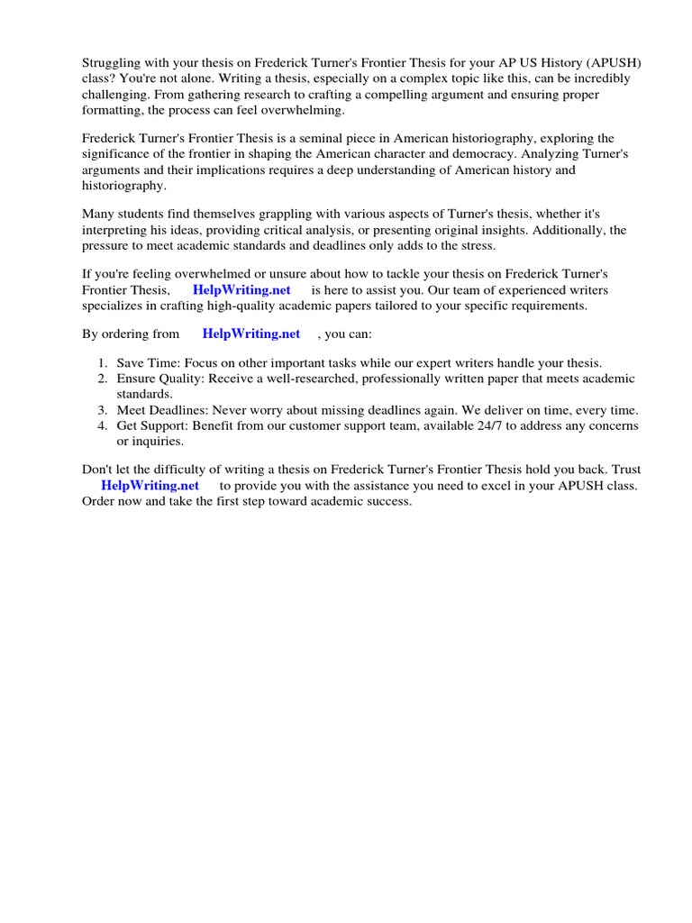 Frederick Turners Frontier Thesis Apush | PDF | Imperialism | The ...