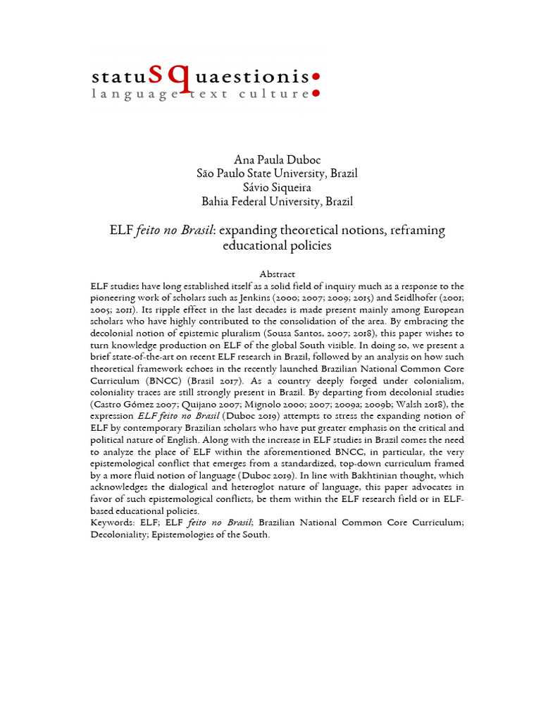 ELF Feito No Brasil (2020) | PDF | Pedagogy | Curriculum