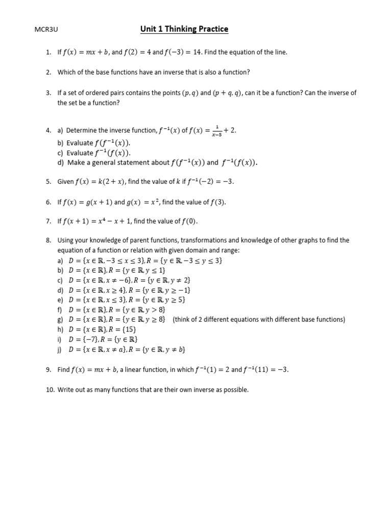 Functions Thinking Q | PDF | Function (Mathematics) | Applied Mathematics