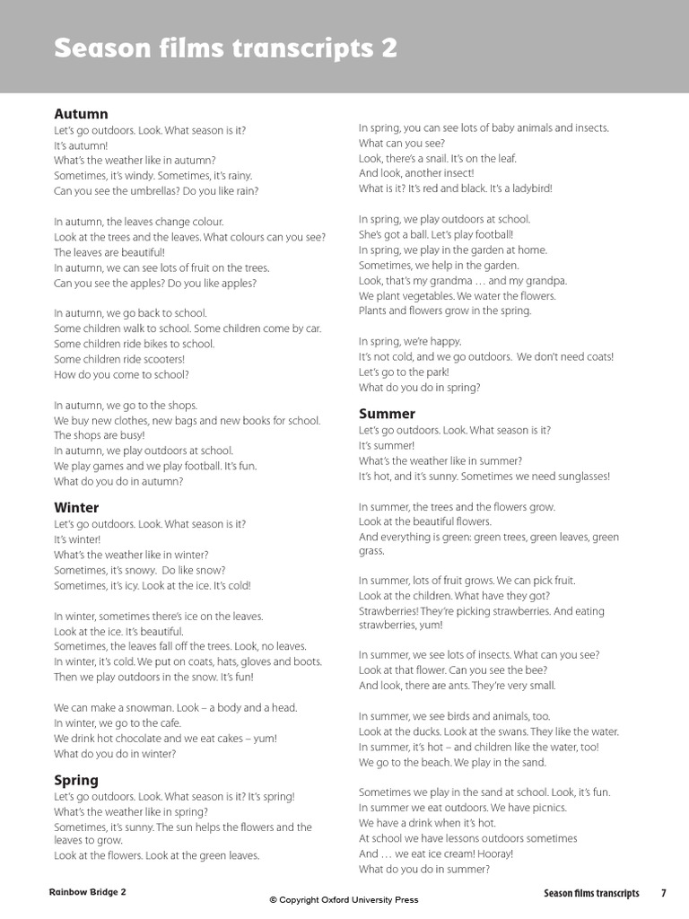 Rainbow Bridge 2 Season Films Transcripts | PDF | Organisms | Botany