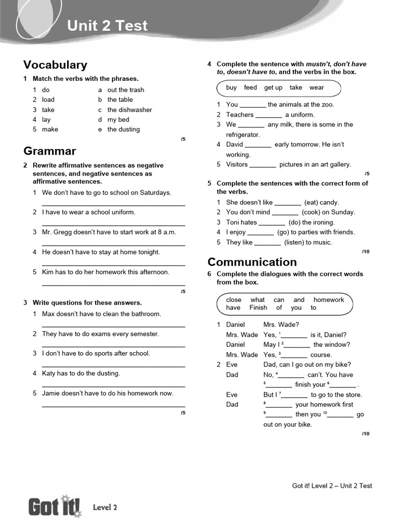 Got It 2 Unit Tests 2 | PDF