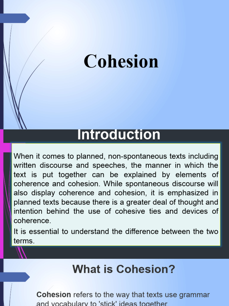 Cohesion (Discours Analysis) | PDF | Verb | Sentence (Linguistics)