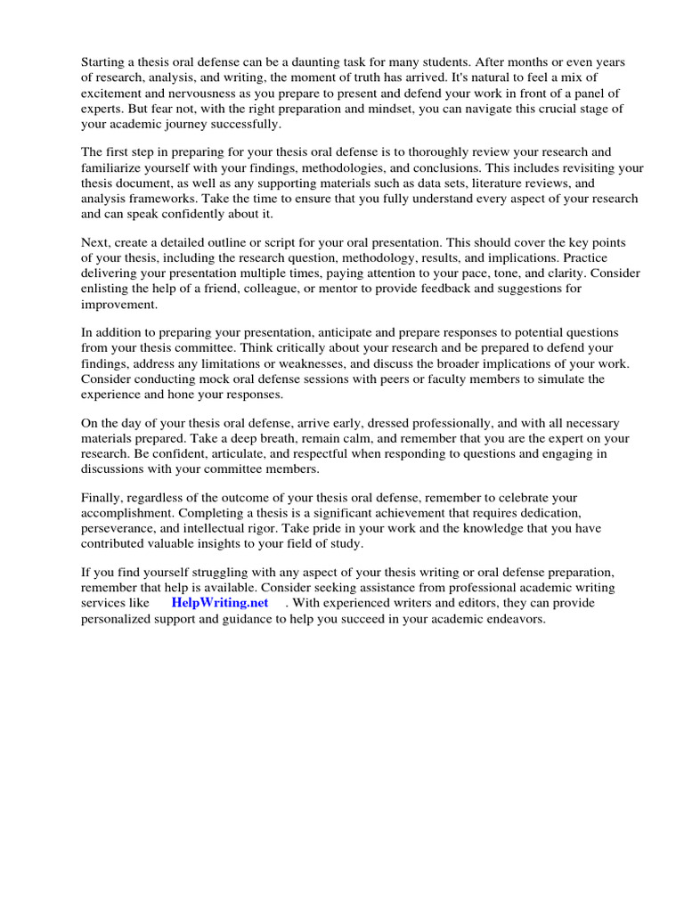 How To Start A Thesis Oral Defense | PDF | Career & Growth | Computers