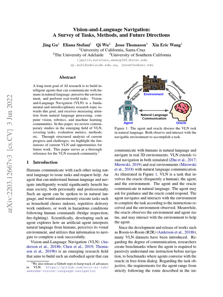 Vision Language Navigation Survey Pdf 