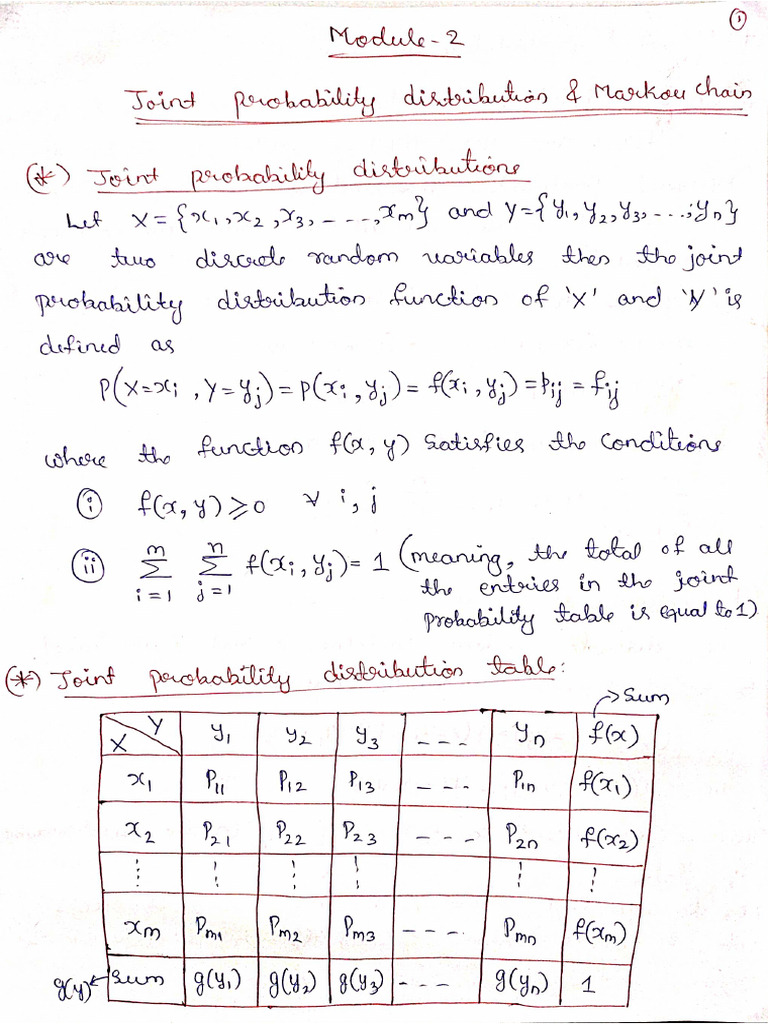 Module 2 Joint Probability Distribution and Markov Chain notes (2) | PDF