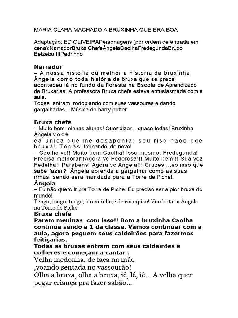 MARIA CLARA MACHADO A BRUXINHA QUE ERA BOA (1) | PDF