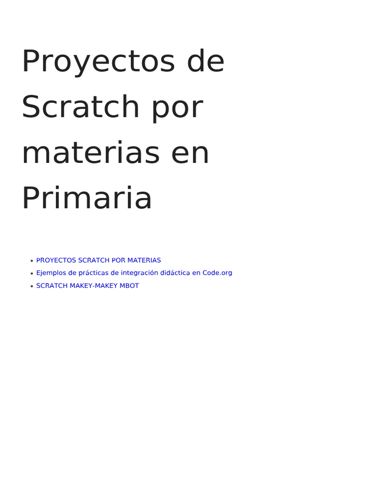 Proyectos de Scratch Por Materias en Primaria | PDF | Scratch (lenguaje de programación) | Lápiz