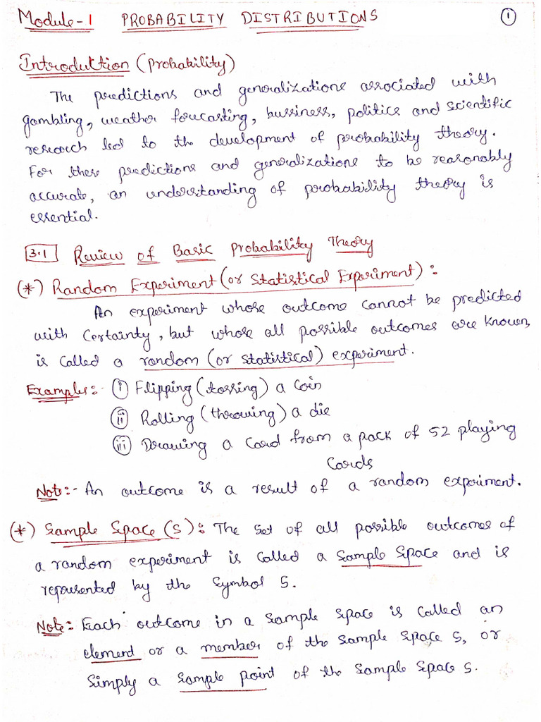 Module 1 Probability Distribution Notes | PDF
