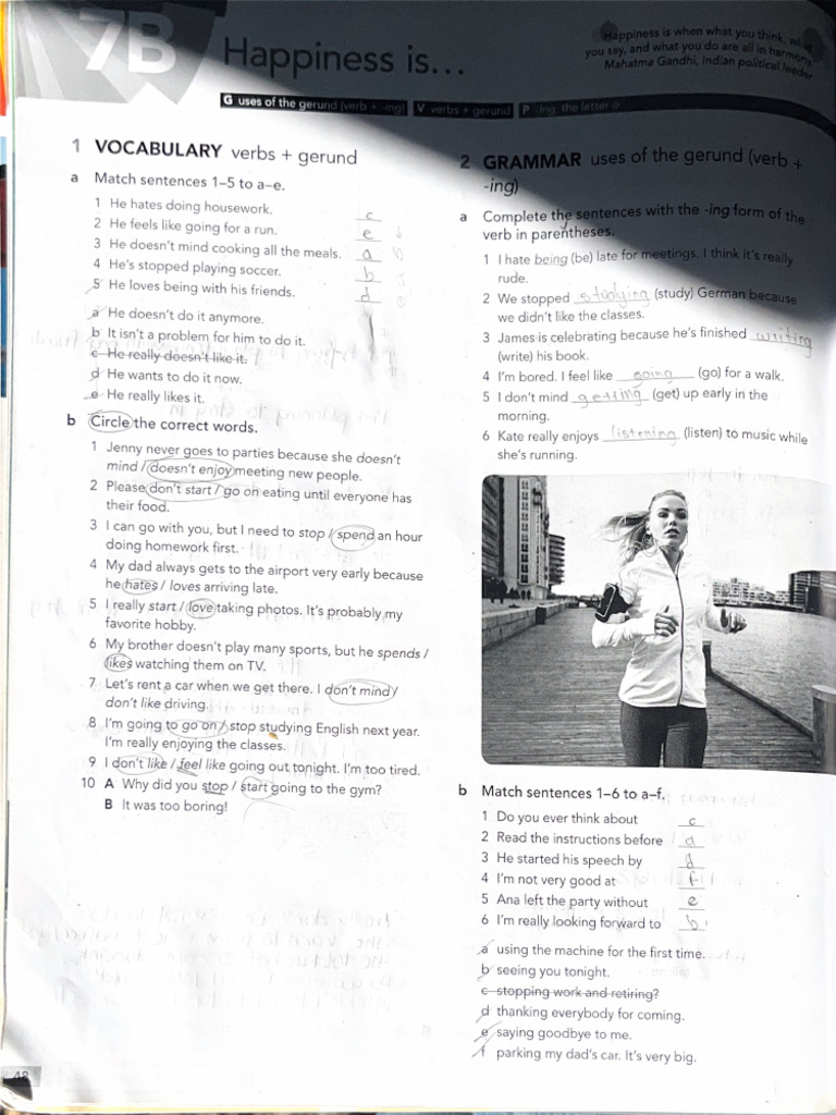 Workbook 7B Gerunds pg.48-49 | PDF