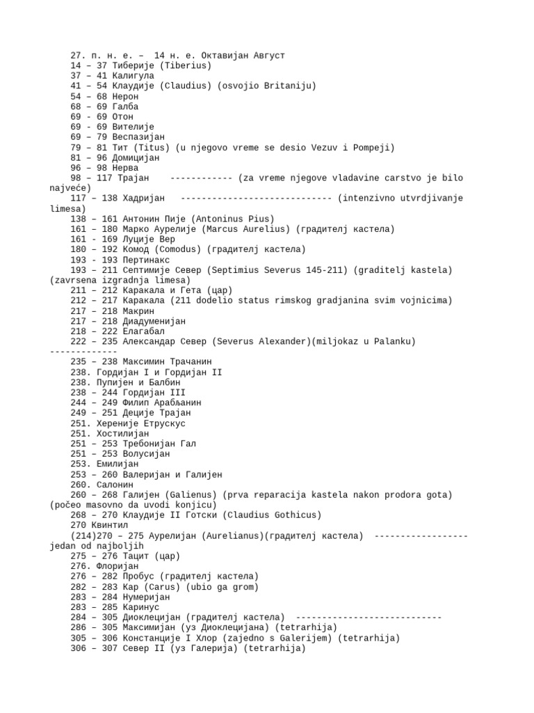 Rimskih Carevi - Spisak | PDF