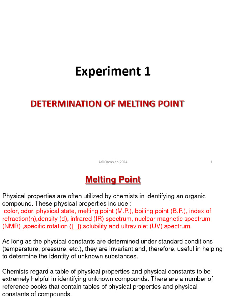 1 Melting Point Pdf Melting Point Thermometer
