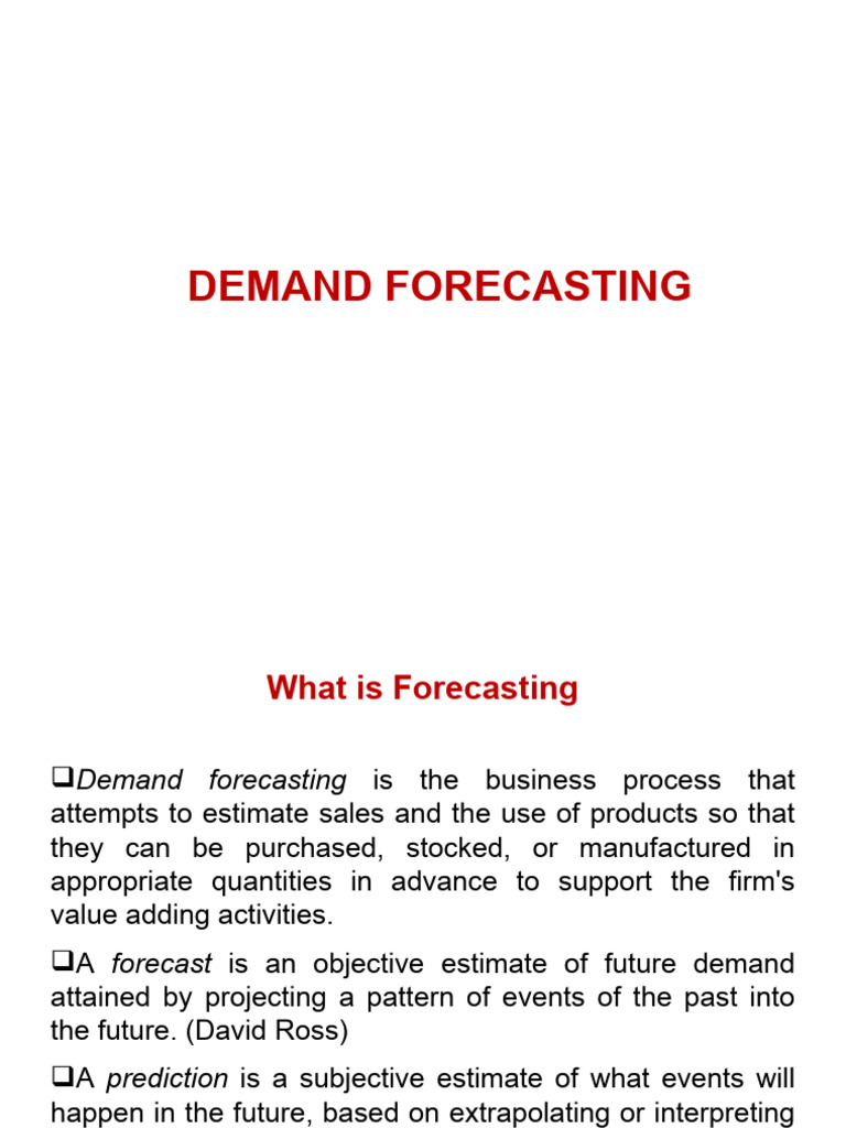 Demand Forecasting Pdf Forecasting Moving Average
