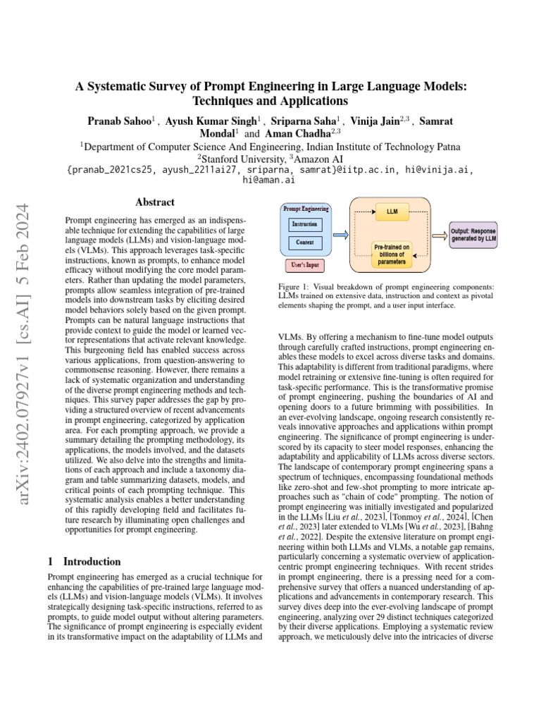 A Systematic Survey of Prompt Engineering in Large Language Models: Techniques and Applications ...