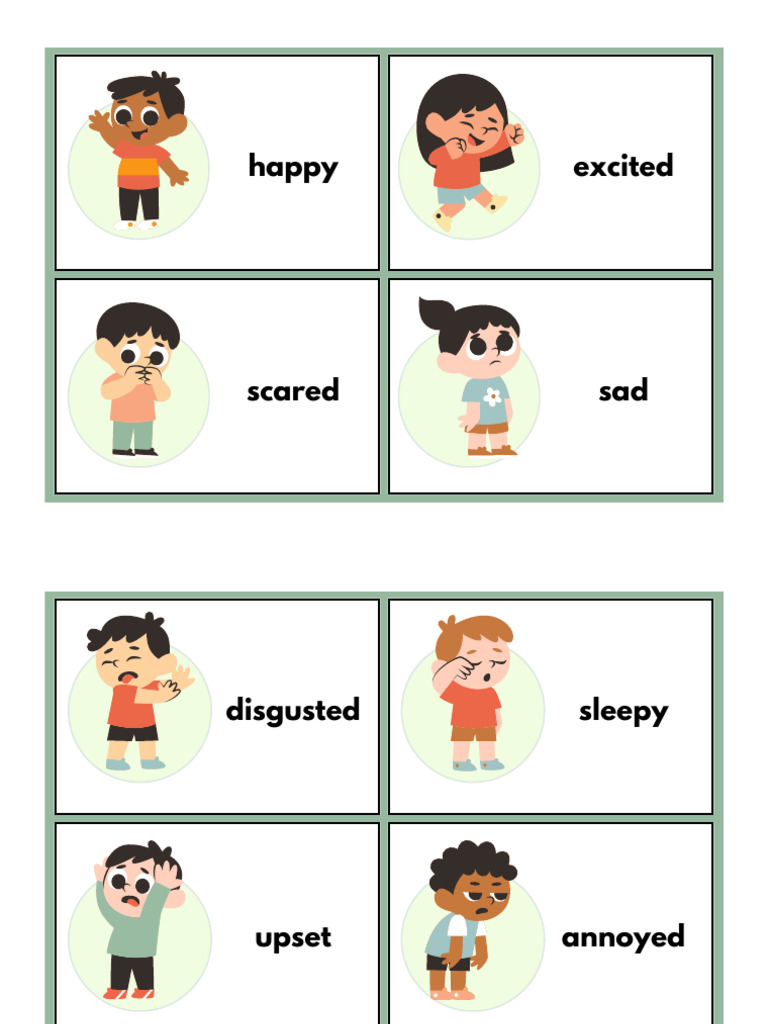 Color Illustrated Emotions Flashcards for Speech Therapy | PDF
