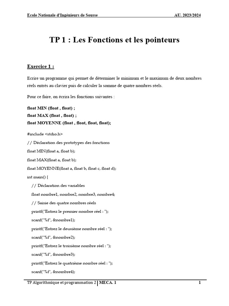 TP1 Corrigé | PDF