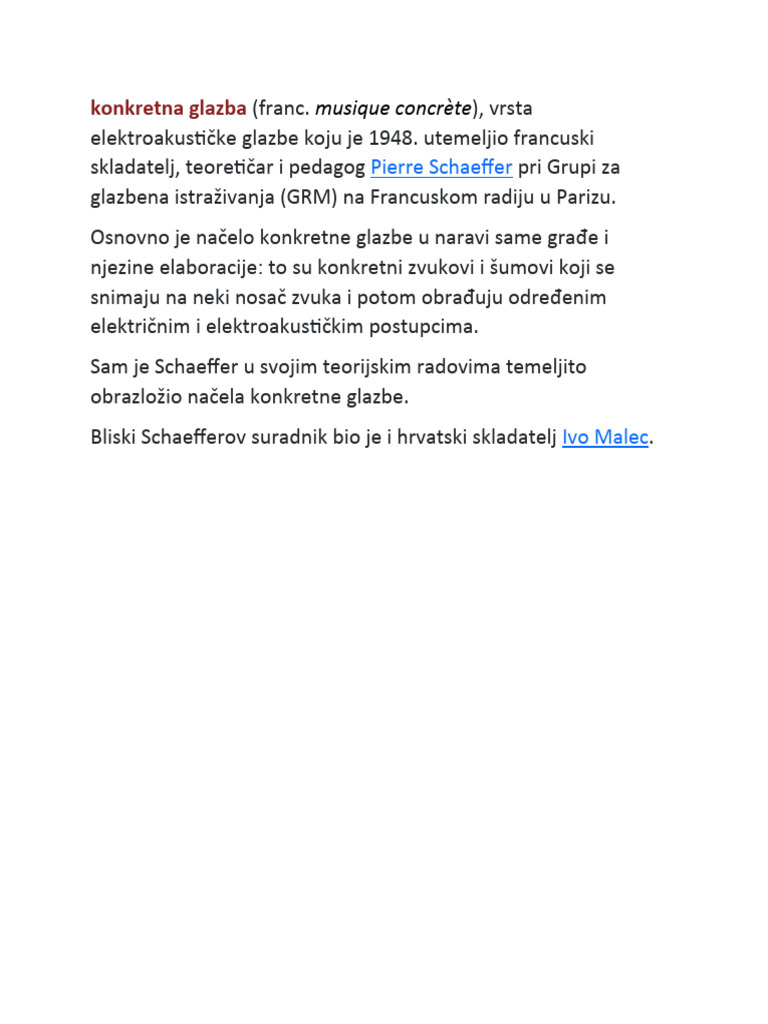 Konkretna Glazba | PDF