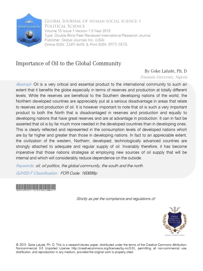 3 Importance of Oil | Download Free PDF | Petroleum | Third World