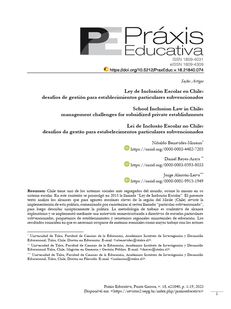 Ley_de_Inclusi_n_Escolar_en_Chile__1704305552 | PDF | Inclusión (Educación) | Chile