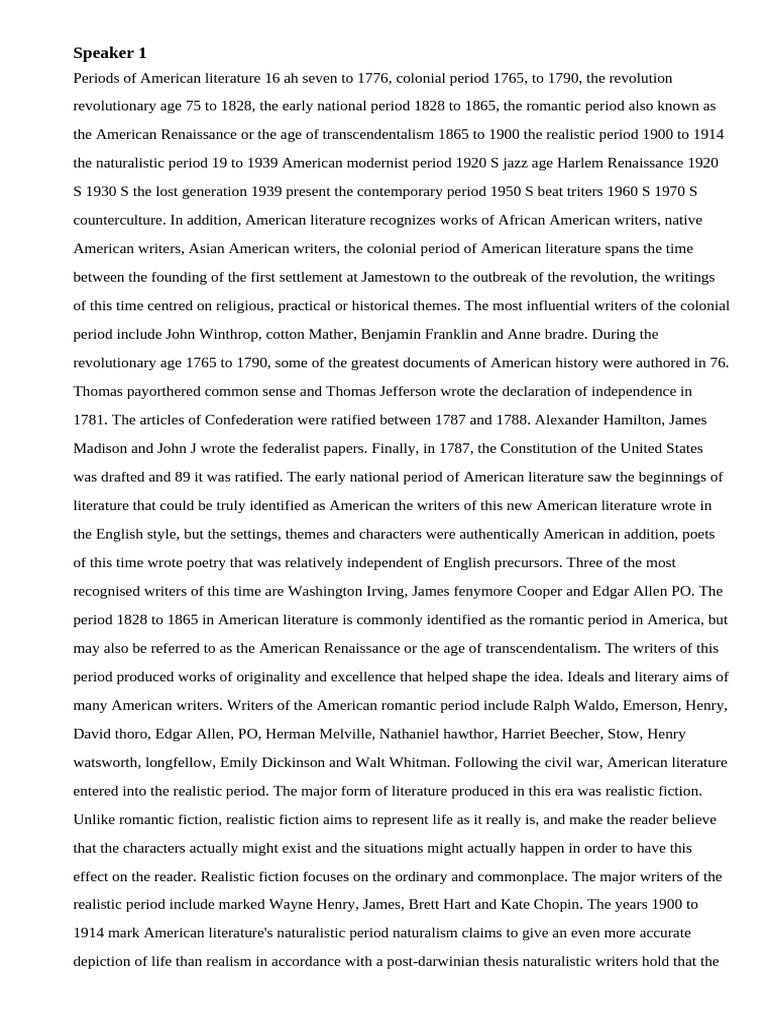 #Periods in American Literature | PDF | American Literature | Realism ...