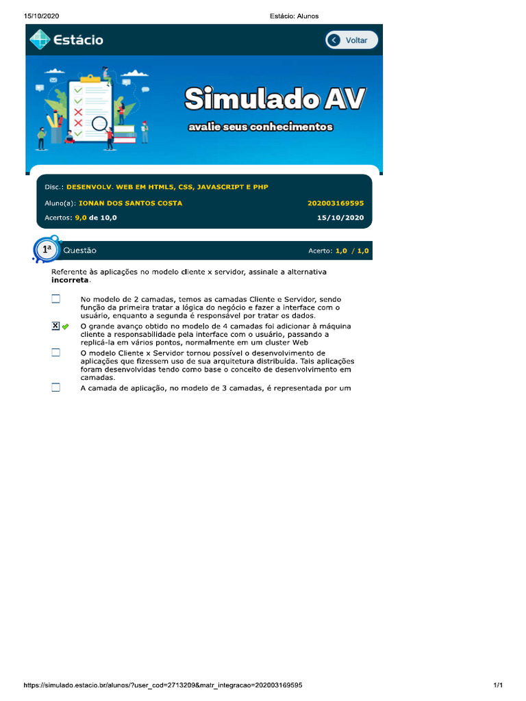 Simulado Desenvolvimento Web HTML | PDF