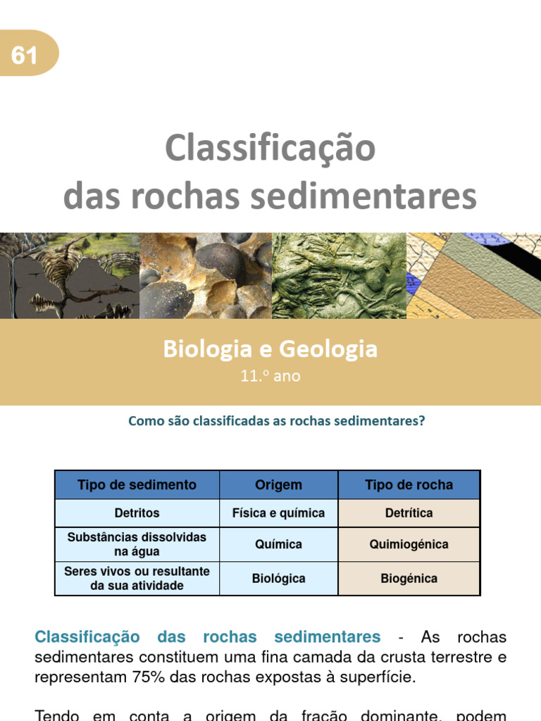 Classificação de Rochas Quimiogénicas | PDF | Rocha clástica | Rocha ...