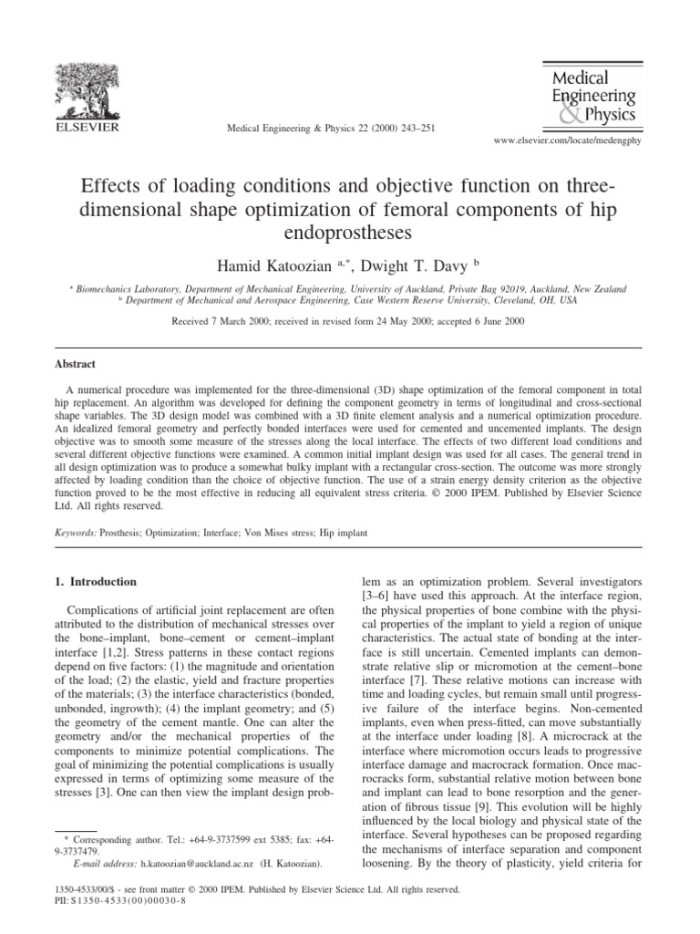 Effects Of Loading Conditions And Objective Function On Three