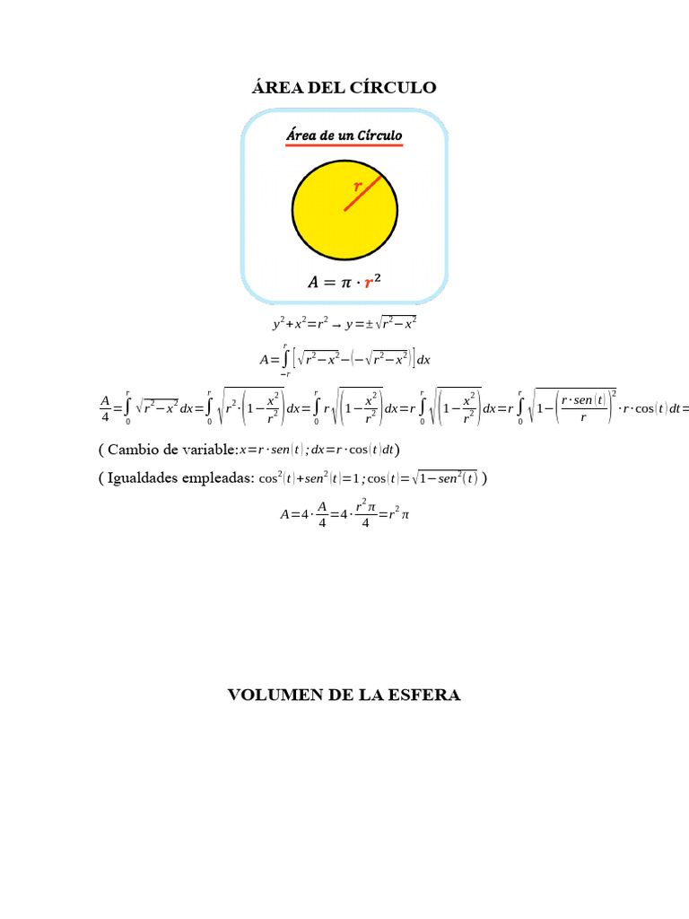 Área Del Círculo y Volumen de La Esfera | PDF
