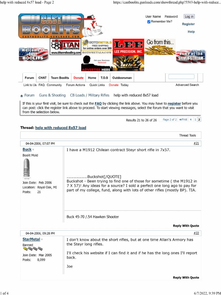 Reduced 8 X 57 Load | PDF