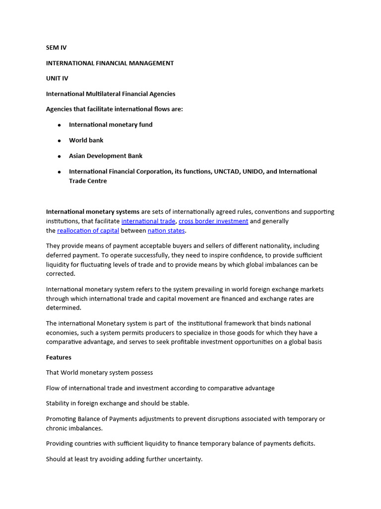 IFM Unit 4 | PDF | International Finance Corporation | International ...