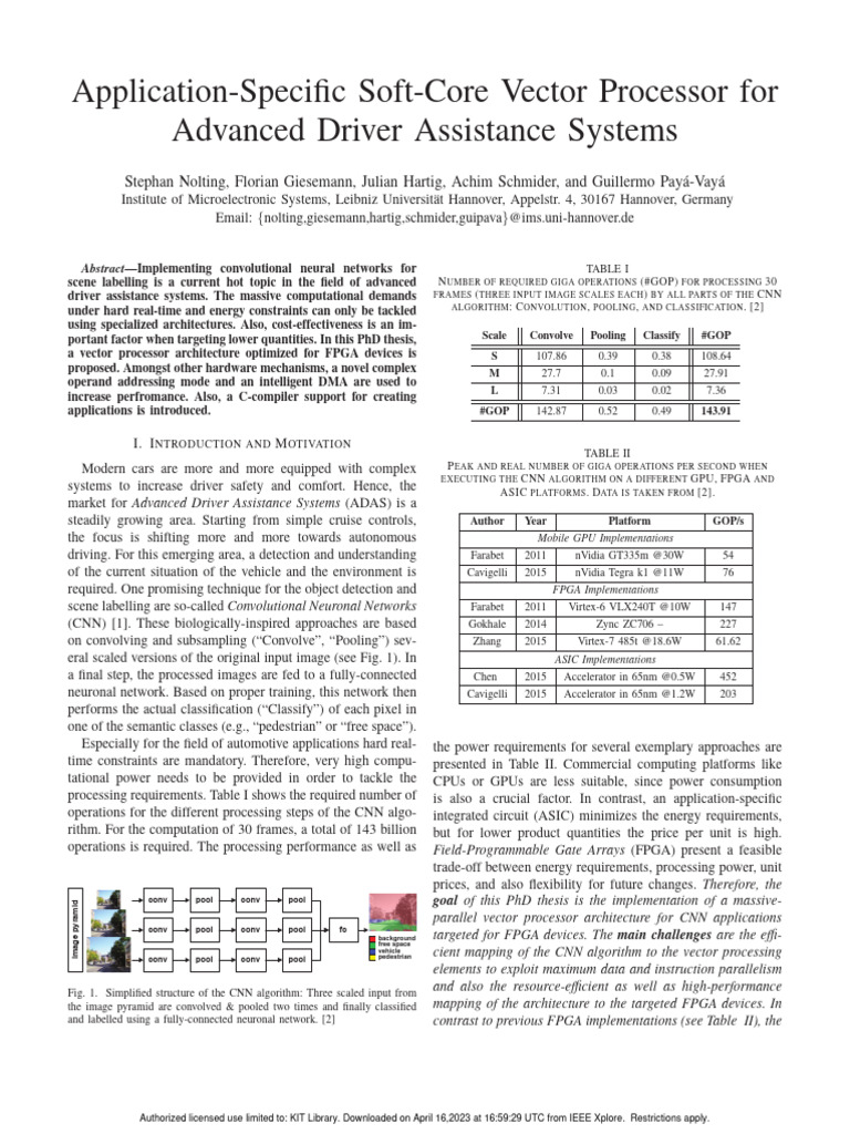 Application-Specific Soft-Core Vector Processor For Advanced Driver Assistance Systems | PDF