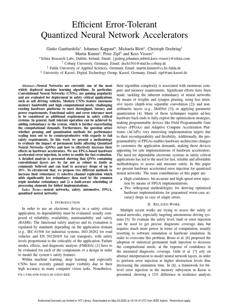 Efficient Error-Tolerant Quantized Neural Network Accelerators | PDF | Artificial Neural Network ...
