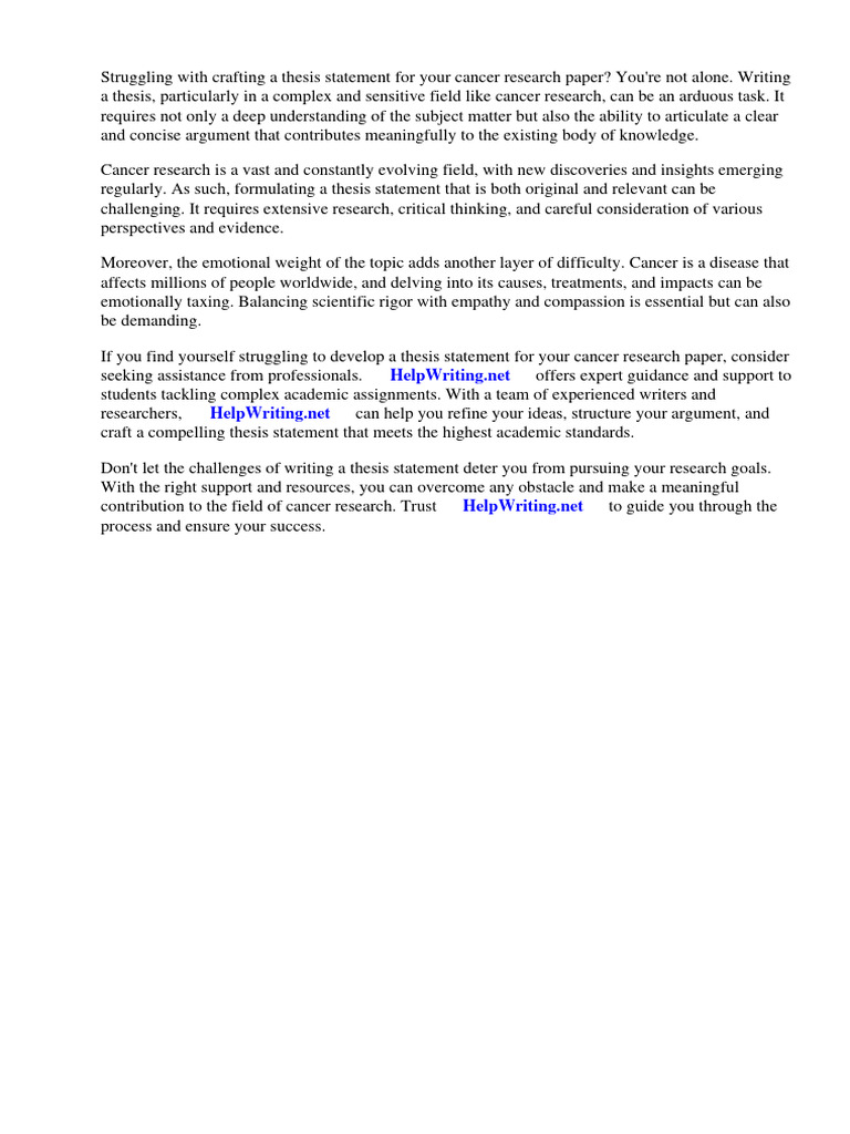 Cancer Research Paper Thesis Statement | PDF | Cancer | Breast Cancer