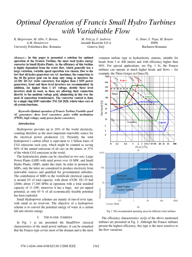 Optimal Operation of Francis Small Hydro Turbines | PDF | Power ...