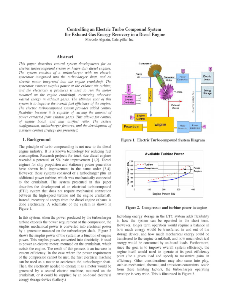Controlling An Electric Turbo Compound System | PDF | Turbocharger ...