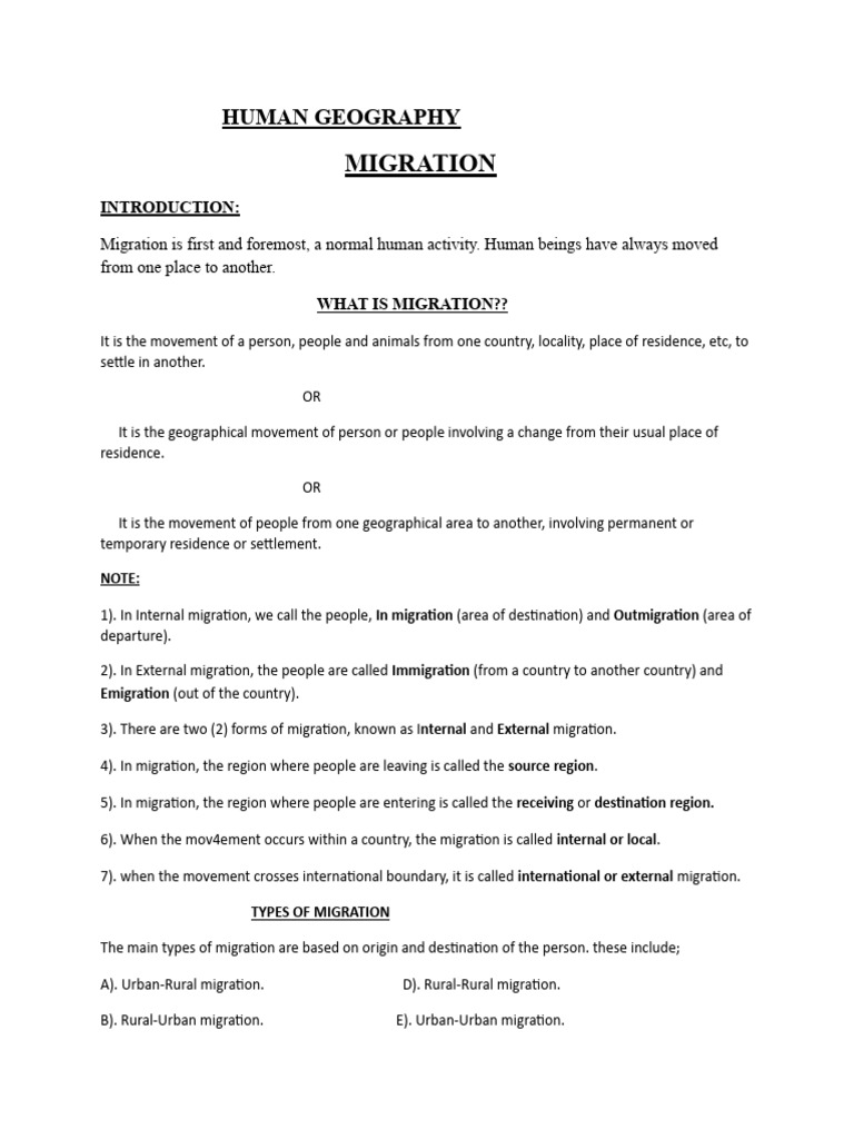 Migration | PDF | Human Migration | Urbanization