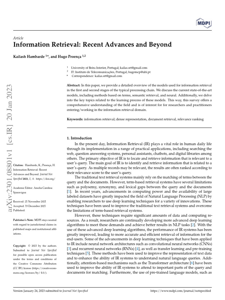 Information Retrieval: Recent Advances and Beyond: Kailash Hambarde ...