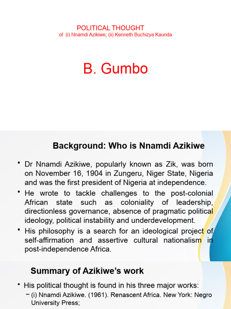 Azikiwe's Political Philosophy and Zikism | PDF | Humanism | Zambia