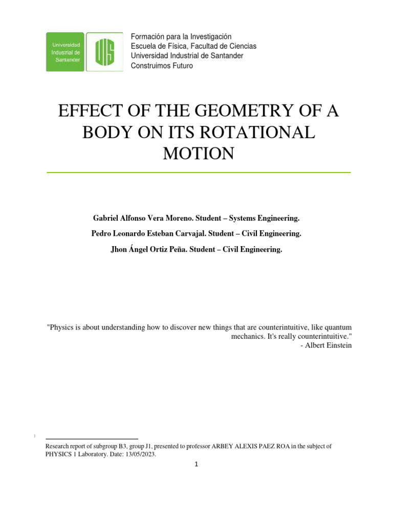 EFFECT OF THE GEOMETRY OF A BODY ON ITS ROTATIONAL MOTION- 2225618 ...