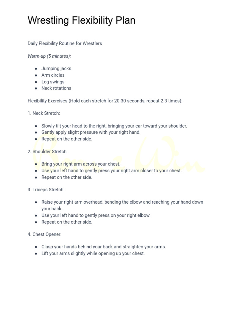 Daily Flexibility Routine For Wrestlers | PDF | Anatomical Terms Of ...