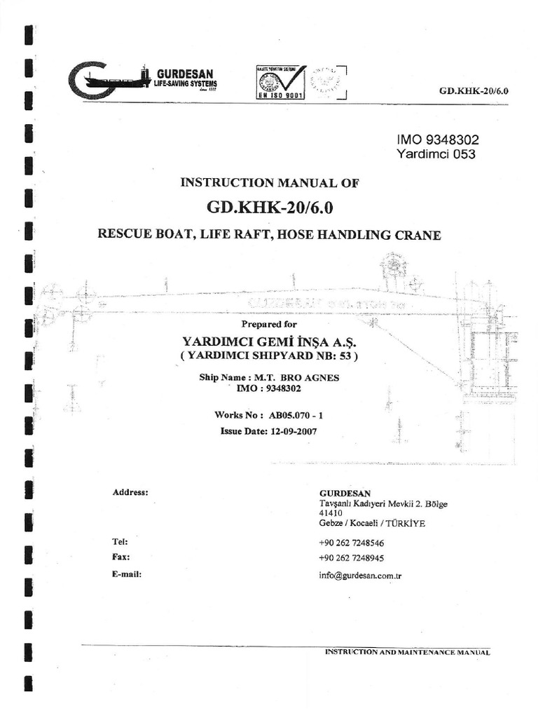 Rescue Boat Crane GD-KHK 20-6.0 | PDF