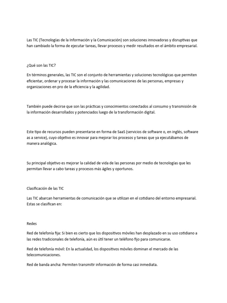 Las TIC (Tecnol | PDF | Tecnología de información y comunicaciones ...