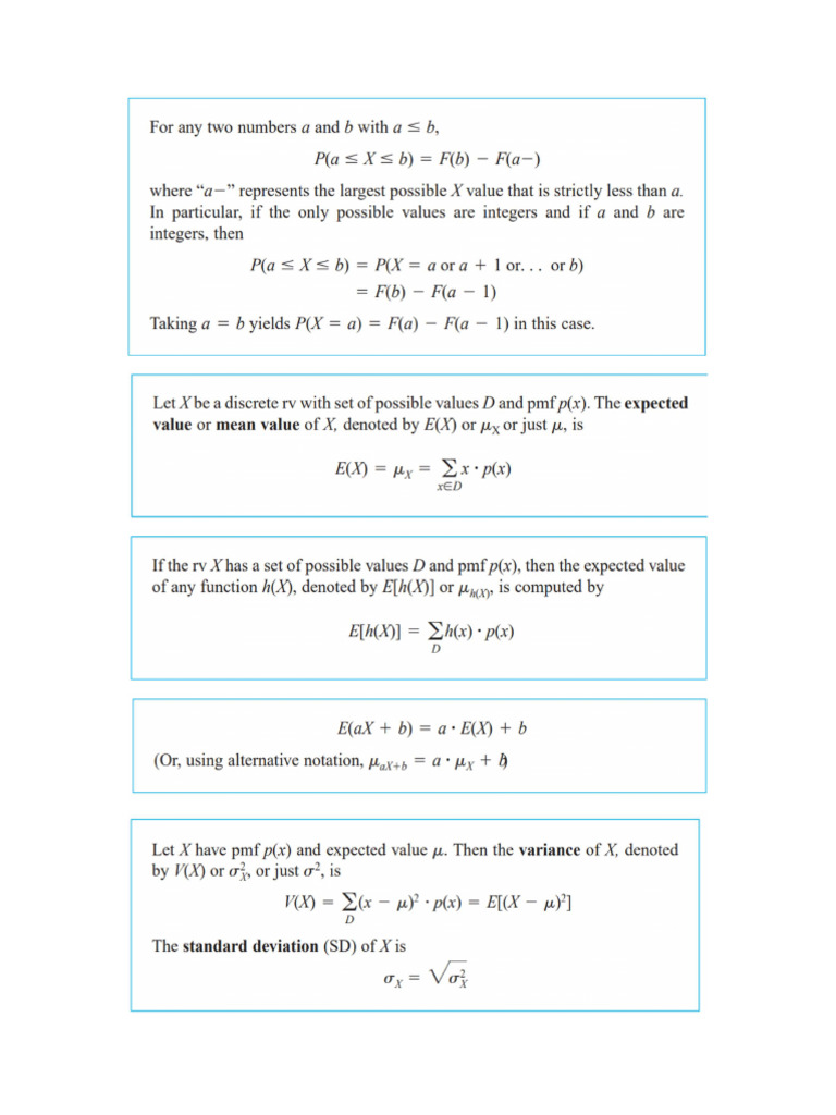 Important Formulae For Probability and Statistics | PDF